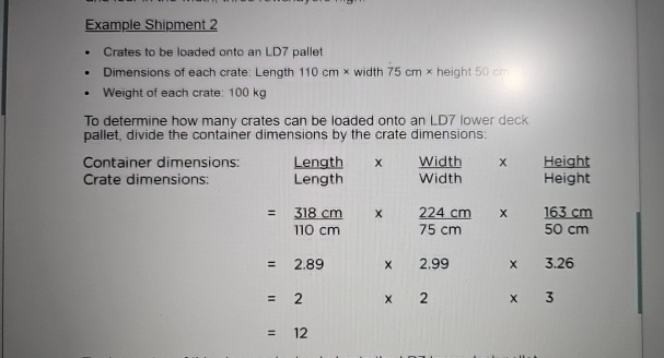 Solved Example Shipment 2Crates to be loaded onto an LD7 | Chegg.com