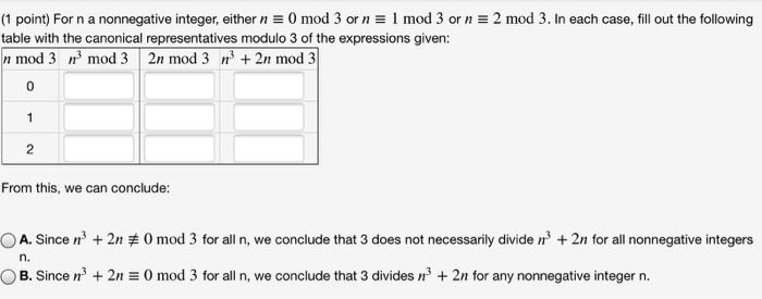 Solved (1 point) For n a nonnegative integer, either n = 0 | Chegg.com