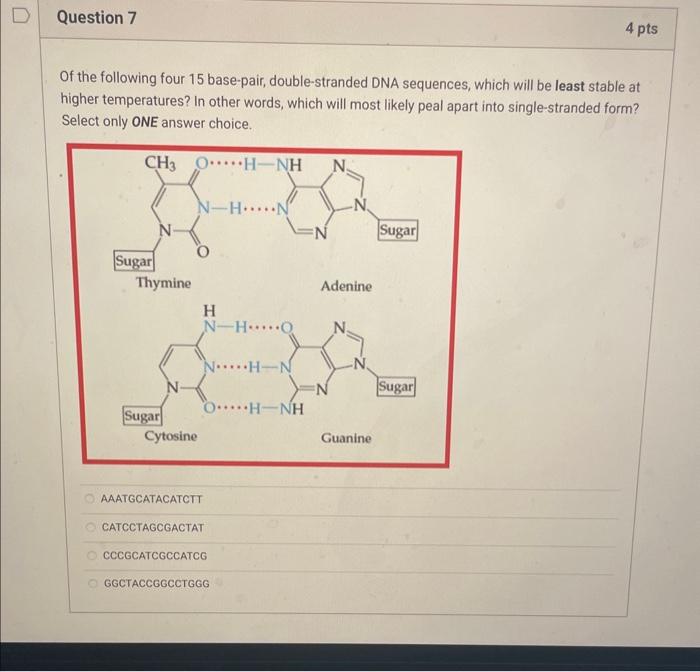 Solved of the following four 15 base pair, double stranded | Chegg.com
