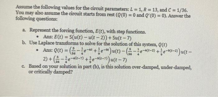 Solved Problem 4 (RLC Circuit with a Switch) Consider the | Chegg.com