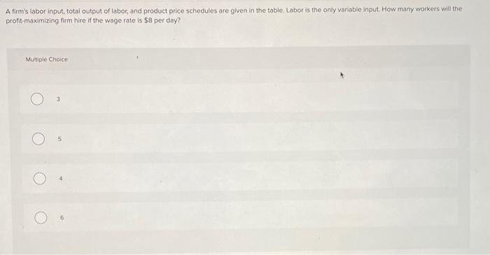 Solved A Firm S Labor Input Total Output Of Labor And