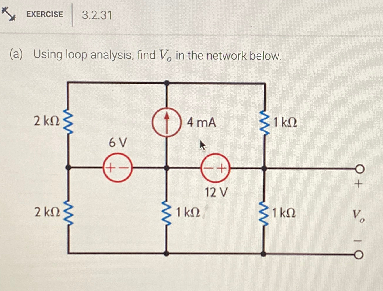 Solved Exercise32 31a ﻿using Loop Analysis Find Vo ﻿in 0901