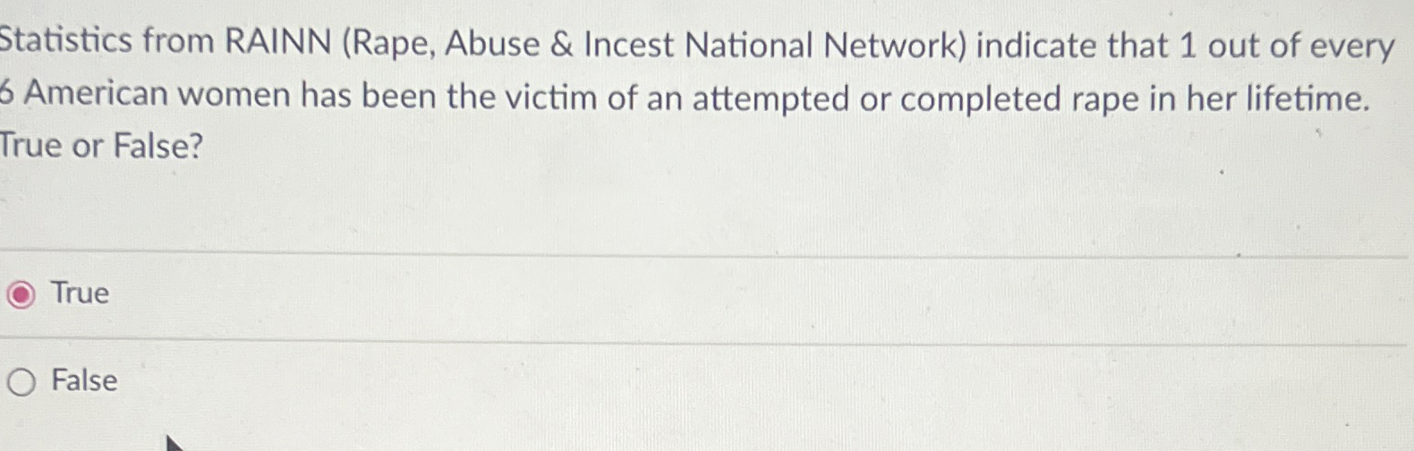 Solved Statistics from RAINN (Rape, ﻿Abuse & Incest National | Chegg.com