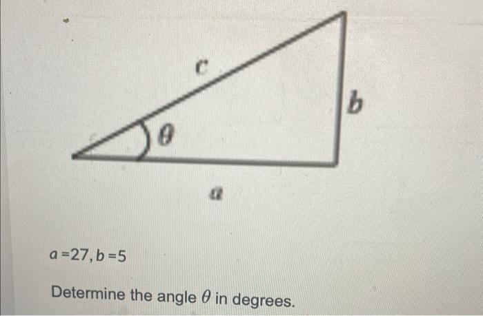 Solved a=27,b=5 Determine the angle θ in degrees. | Chegg.com