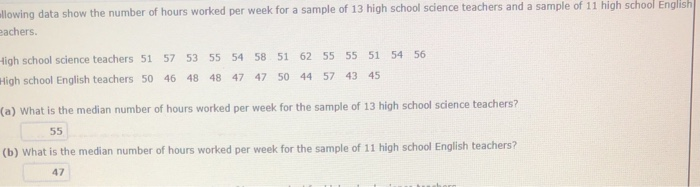 Solved allowing data show the number of hours worked per | Chegg.com