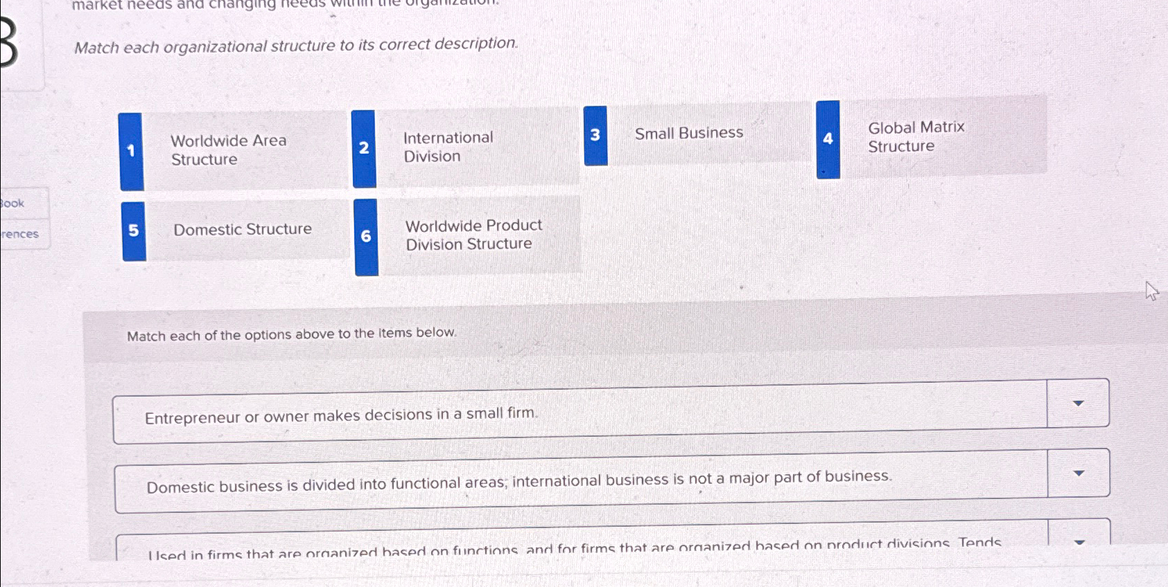 Solved Match each organizational structure to its correct | Chegg.com