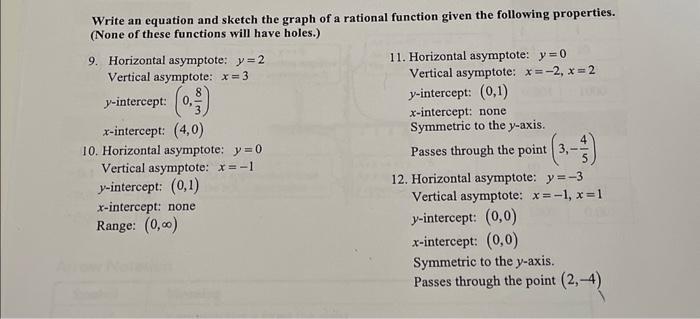 Solved Write an equation and sketch the graph of a rational | Chegg.com