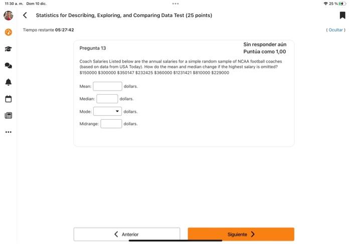 Solved Statistics for Describing, Exploring, and Comparing | Chegg.com