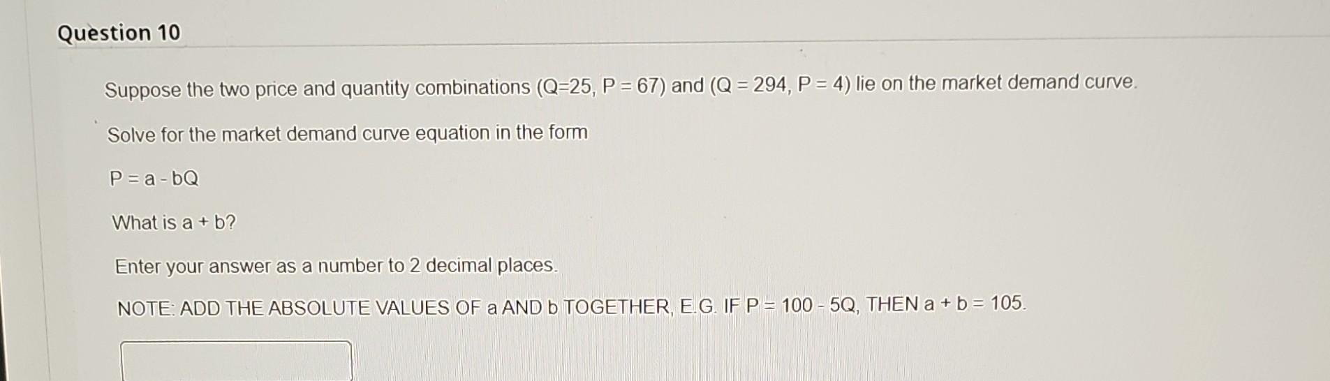 Solved Suppose the two price and quantity combinations | Chegg.com