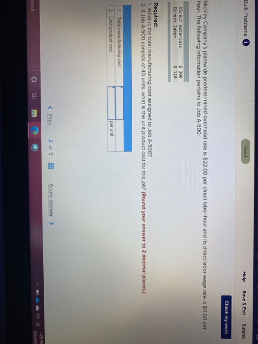 Solved Built Problems Saved Help Save & Exit Submit Check my | Chegg.com