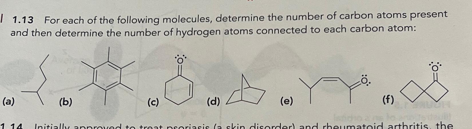 Solved 1.13 ﻿For each of the following molecules, determine | Chegg.com