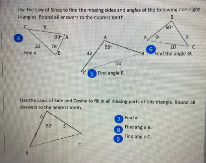 Solved Use the Law of Sines to find the missing sides and | Chegg.com