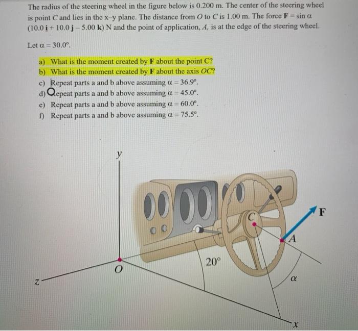 Solved The radius of the steering wheel in the figure below | Chegg.com