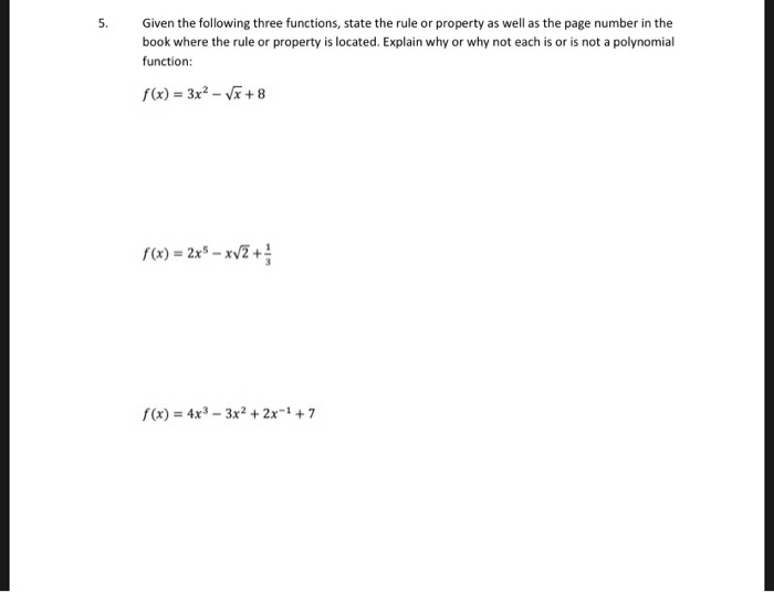 Solved Given the following three functions, state the rule | Chegg.com