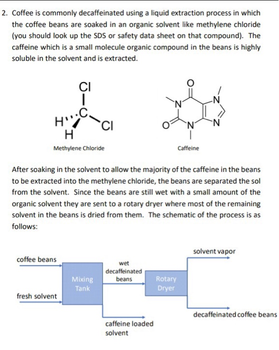2. Coffee is commonly decaffeinated using a liquid | Chegg.com