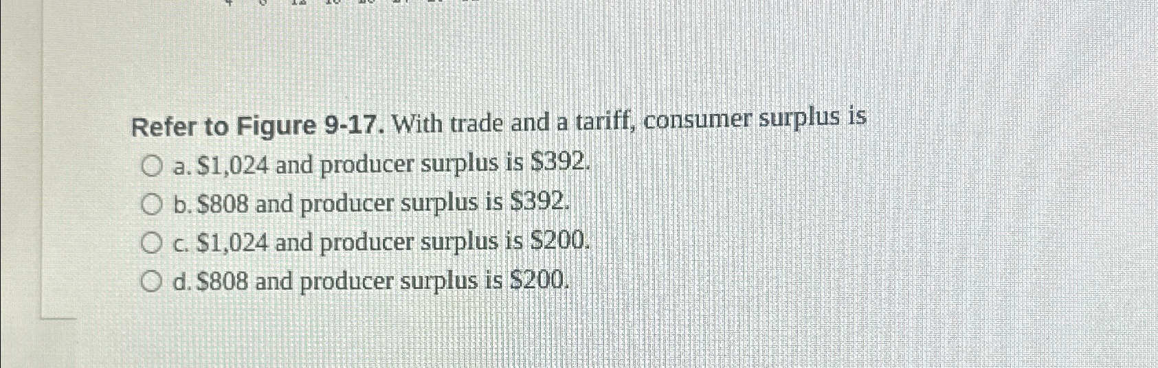 Refer to Figure 9-17. ﻿With trade and a tariff, | Chegg.com