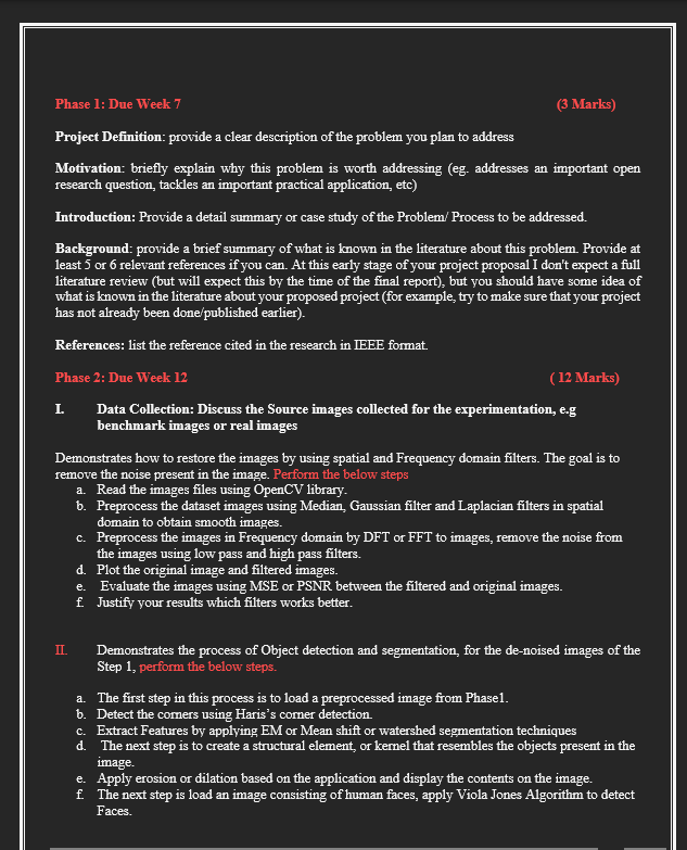 Solved Phase 1: Due Week 7(3 ﻿Marks)Project Definition: | Chegg.com