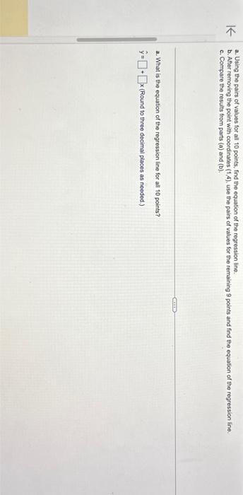 Solved a. Using the pairs of values for all 10 points, find | Chegg.com