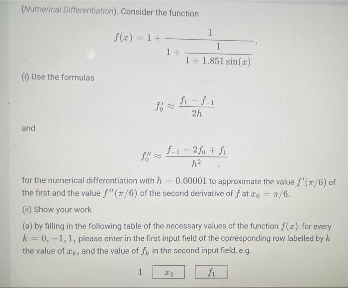 Solved (Numerical Differentiation). Consider the function | Chegg.com