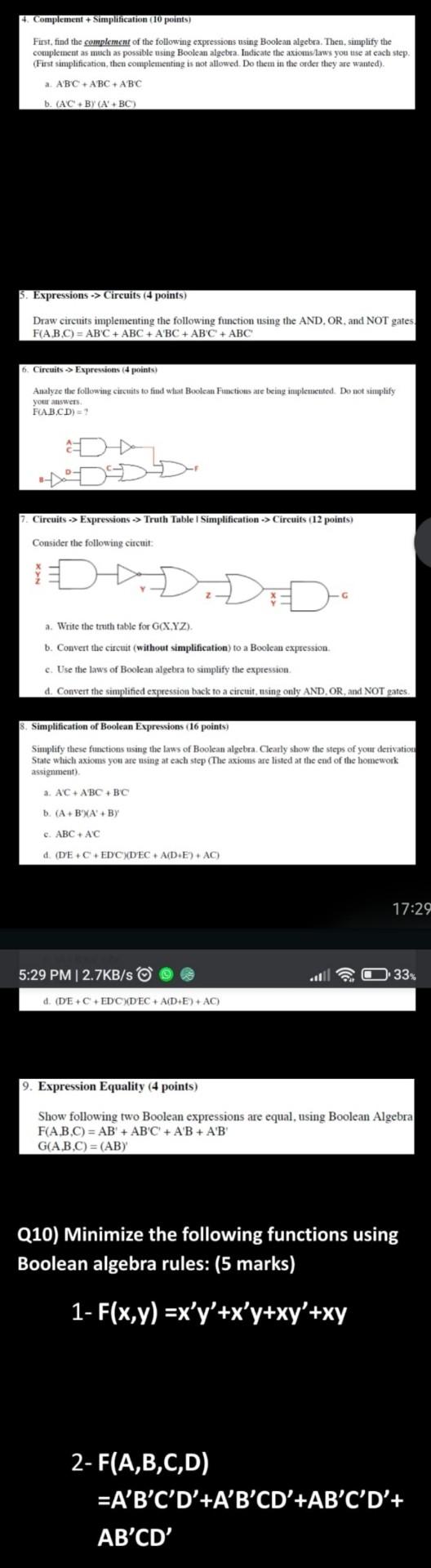 Solved 4. Complement + Simplification (10 points) First, | Chegg.com