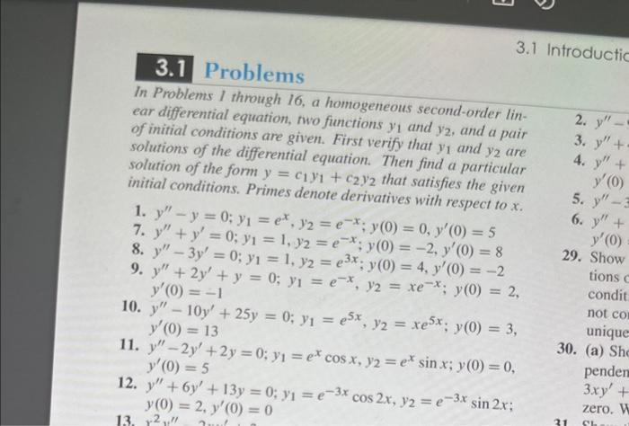 Solved In Problems I through 16, a homogeneous second-order | Chegg.com