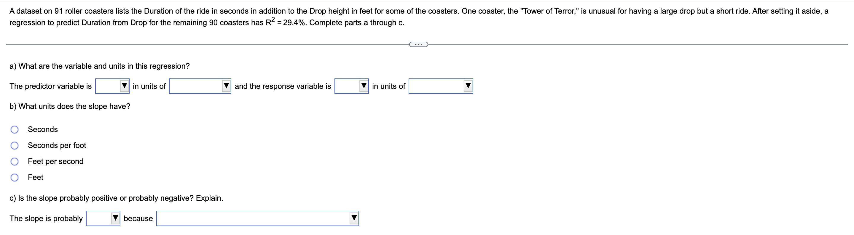 Solved regression to predict Duration from Drop for the | Chegg.com