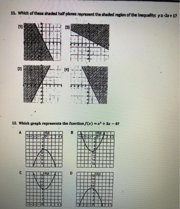 Solved 11. Which of these shaded half planes represent the | Chegg.com