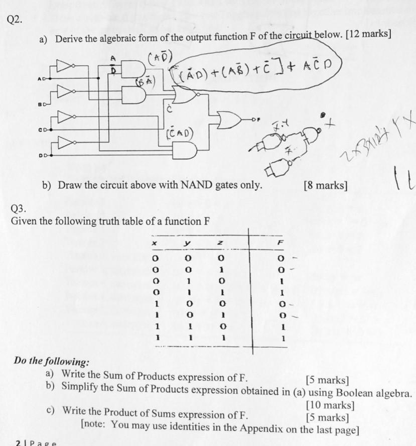 Solved a) Derive the algebraic form of the output function F | Chegg.com