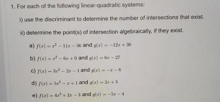 Solved For each of the following linear-quadratic systems:i) | Chegg.com