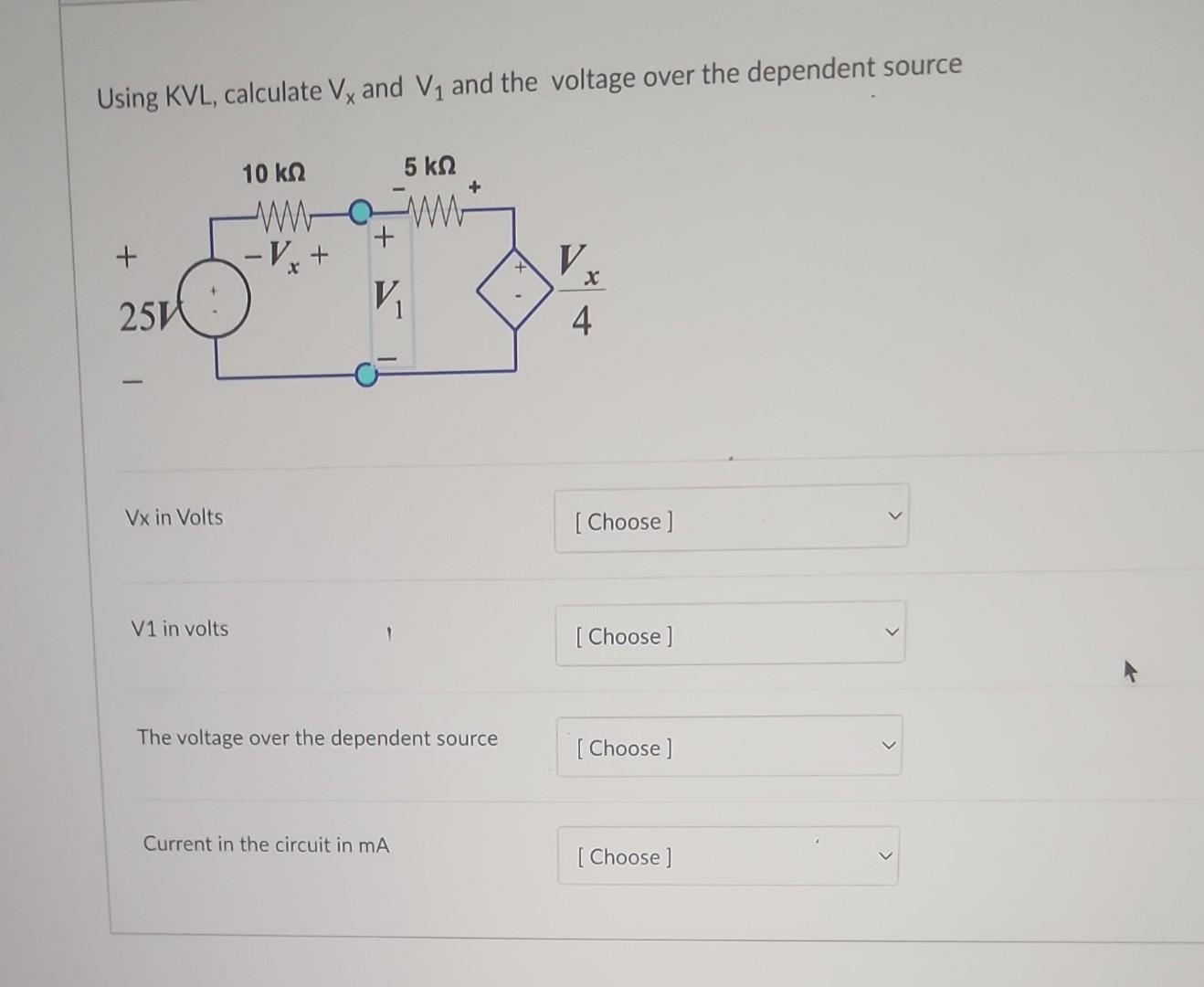 Solved Using KVL, calculate Vx and V1 and the voltage over | Chegg.com