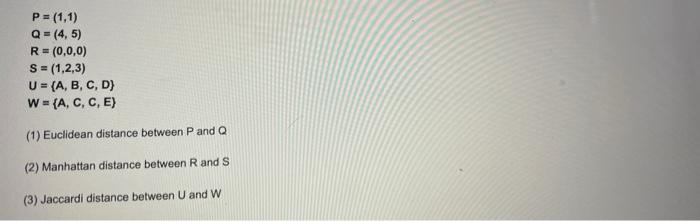 Solved Consider the following items and compute the distance | Chegg.com