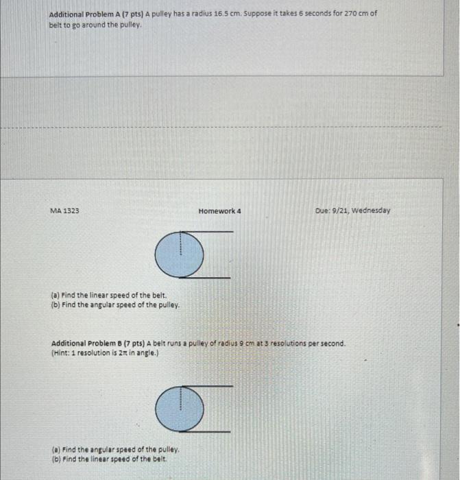 Solved Additional Problem A (7 pts) A pulley has a radius | Chegg.com