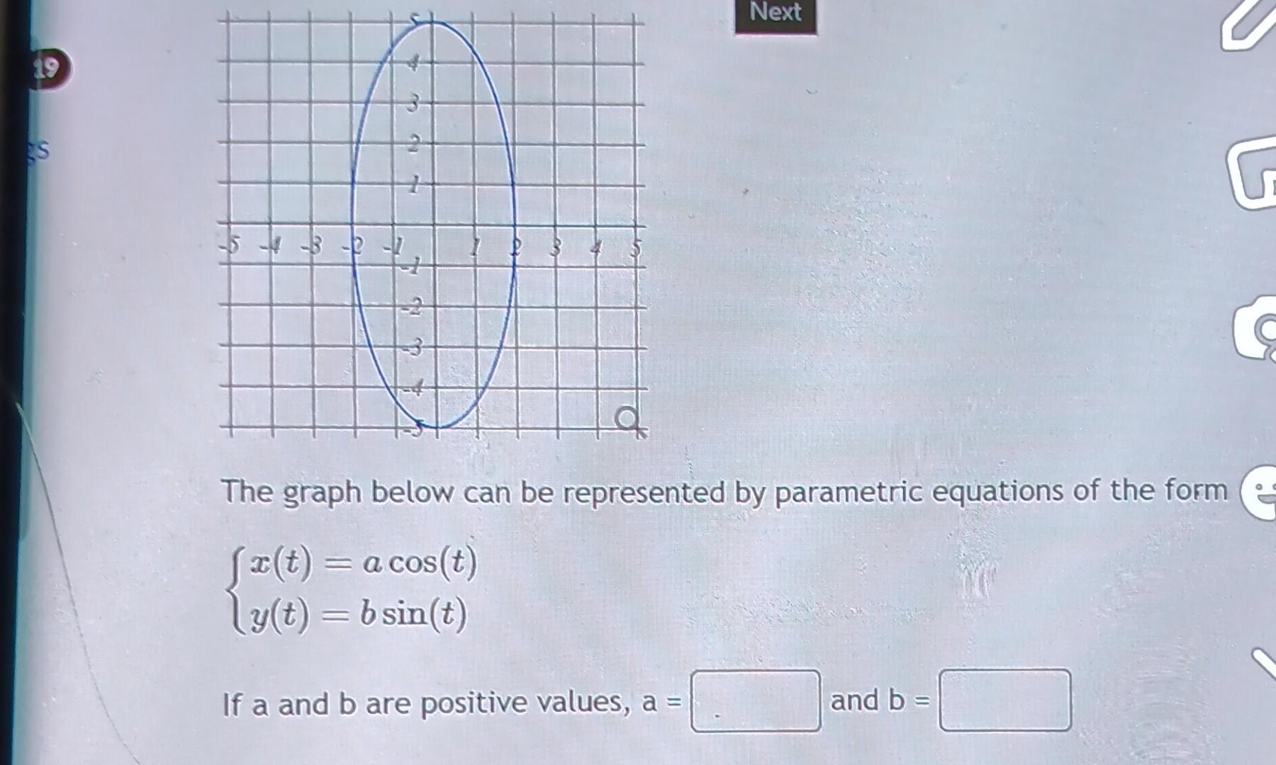 Solved The graph below can be represented by parametric | Chegg.com