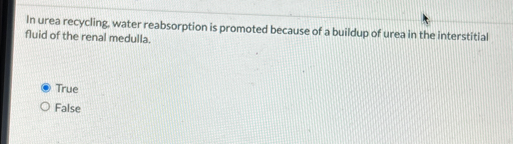 Solved In urea recycling, water reabsorption is promoted | Chegg.com