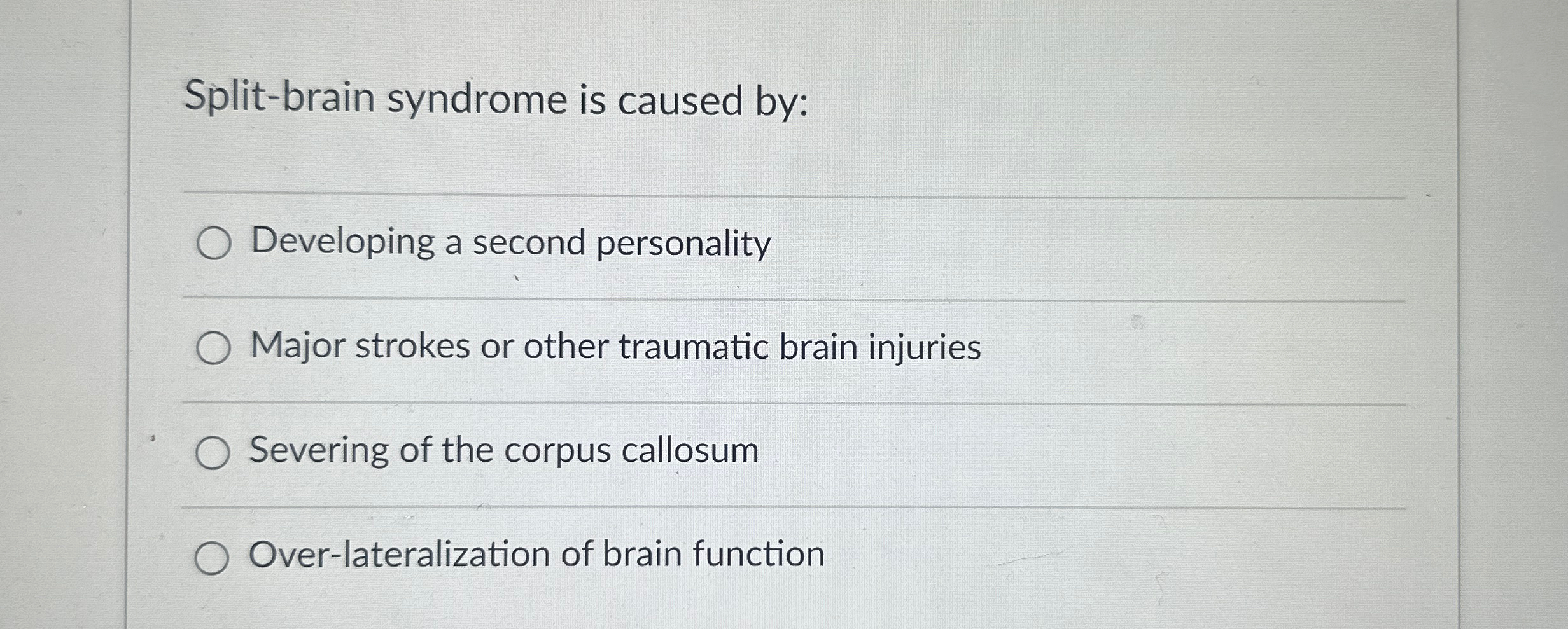 Solved Split-brain syndrome is caused by:Developing a second | Chegg.com