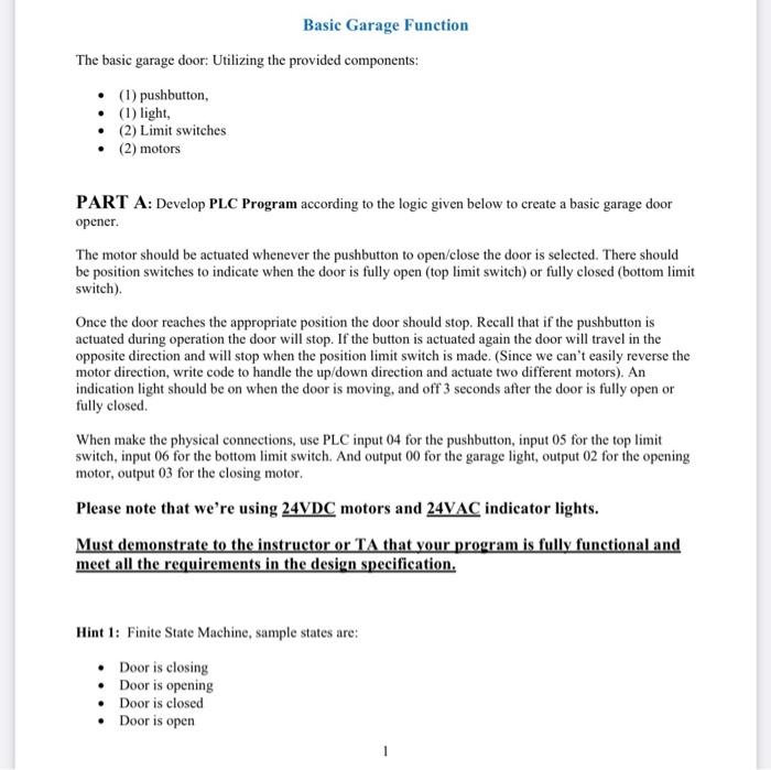 Solved write ladder logic for a PLC meeting all of these | Chegg.com