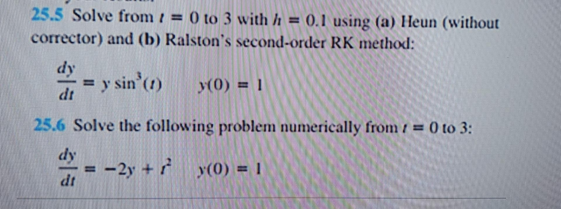 Solved 25.5 Solve from=0 to 3 with = 0.1 using (a) Heun | Chegg.com