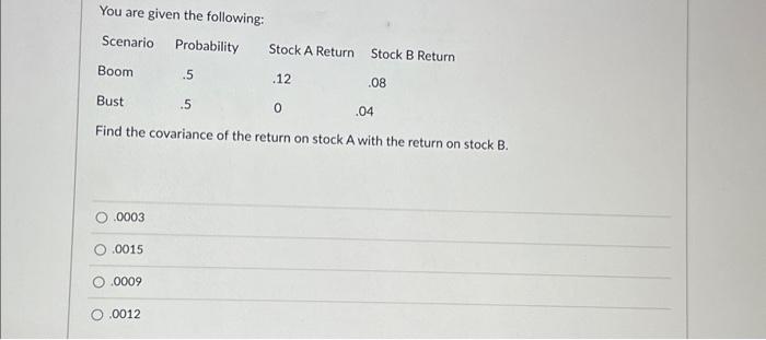 Solved You are given the following: Find the covariance of | Chegg.com