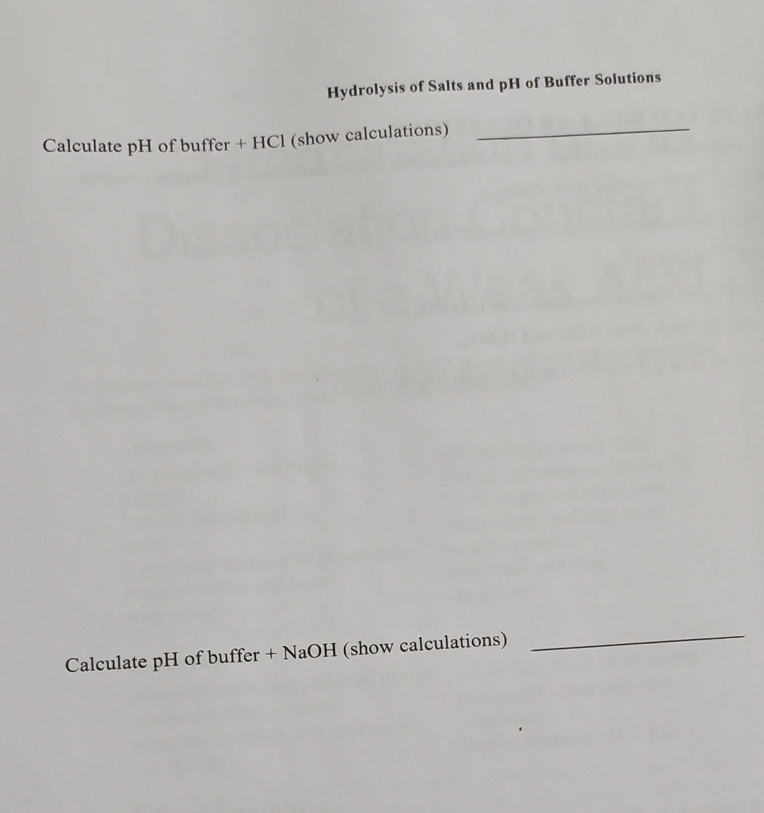 Hydrolysis of Salts and pH ﻿of Buffer | Chegg.com