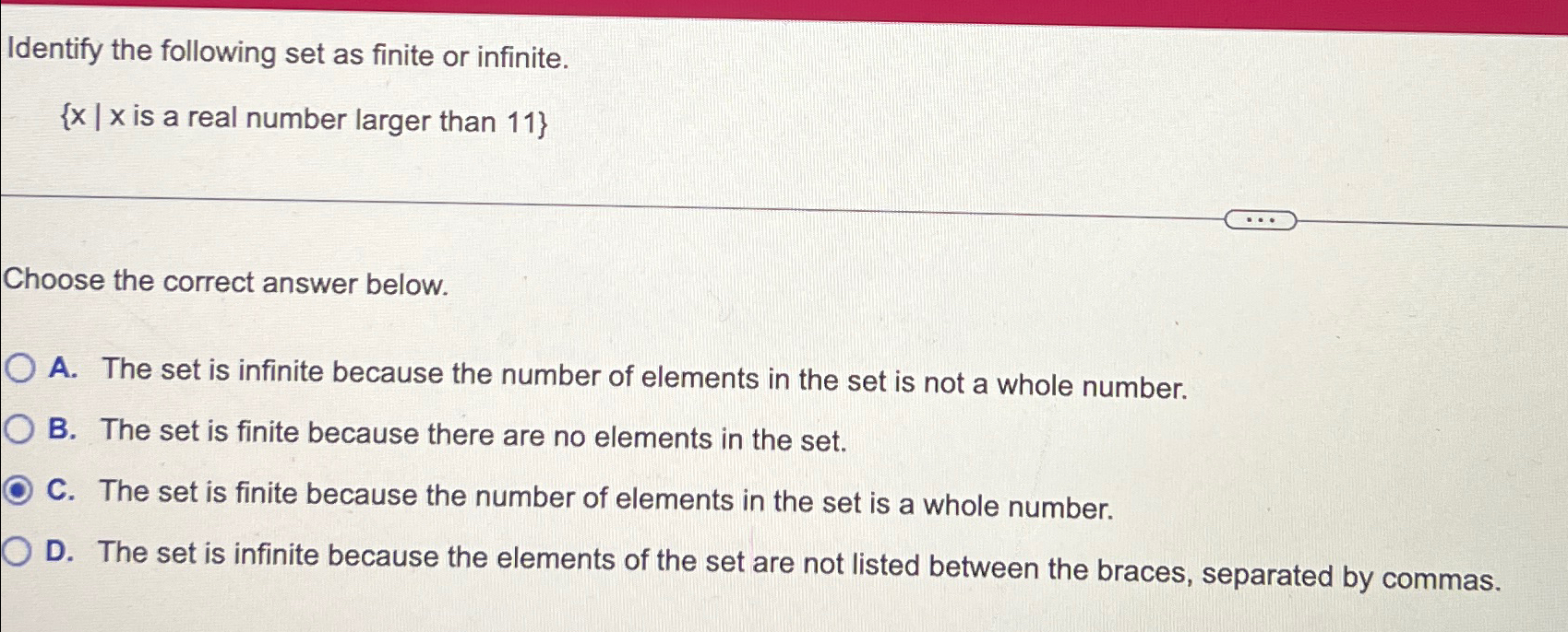 Solved Identify the following set as finite or infinite. ﻿is | Chegg.com