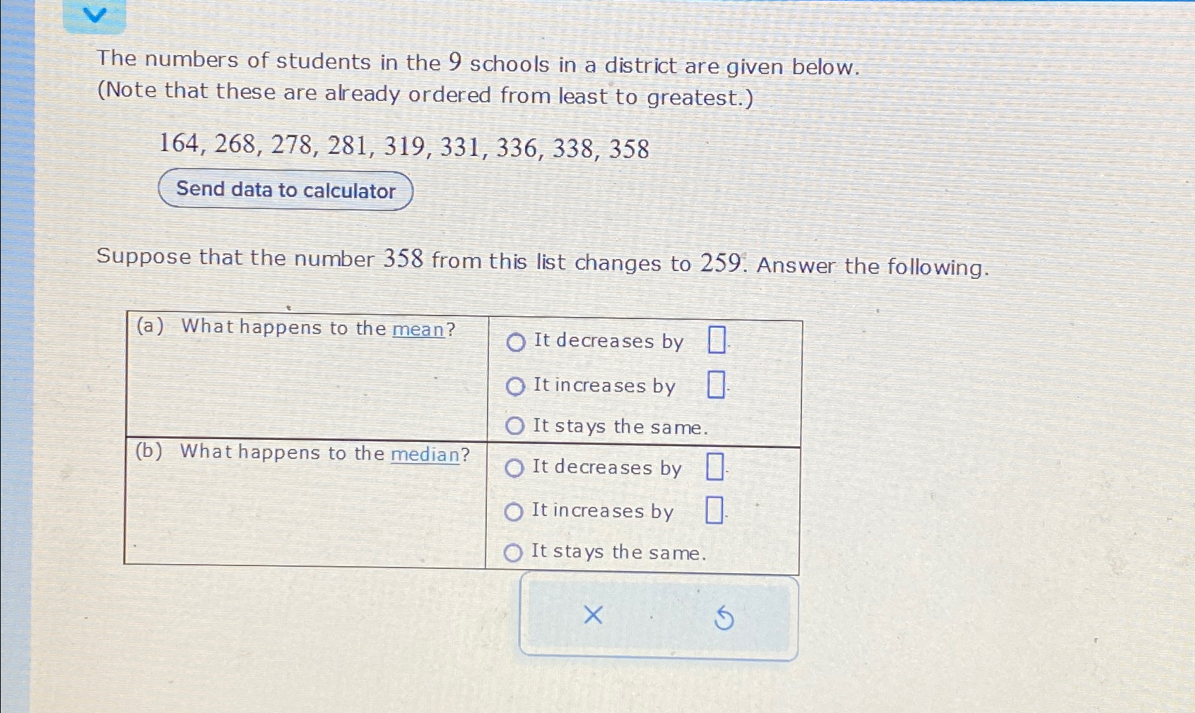 Solved The numbers of students in the 9 ﻿schools in a | Chegg.com