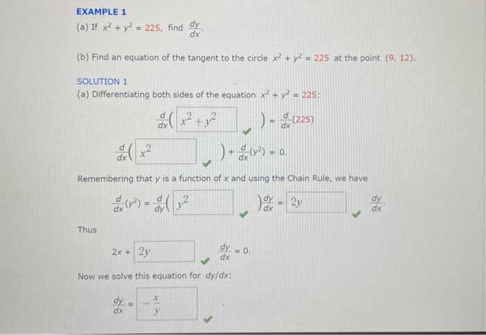 Solved A If X2 Y2 225 Find Dxdy B Find An Equation Of