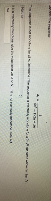 Solved Consider the sequence Q= 4n2 - 192n + 56 This | Chegg.com