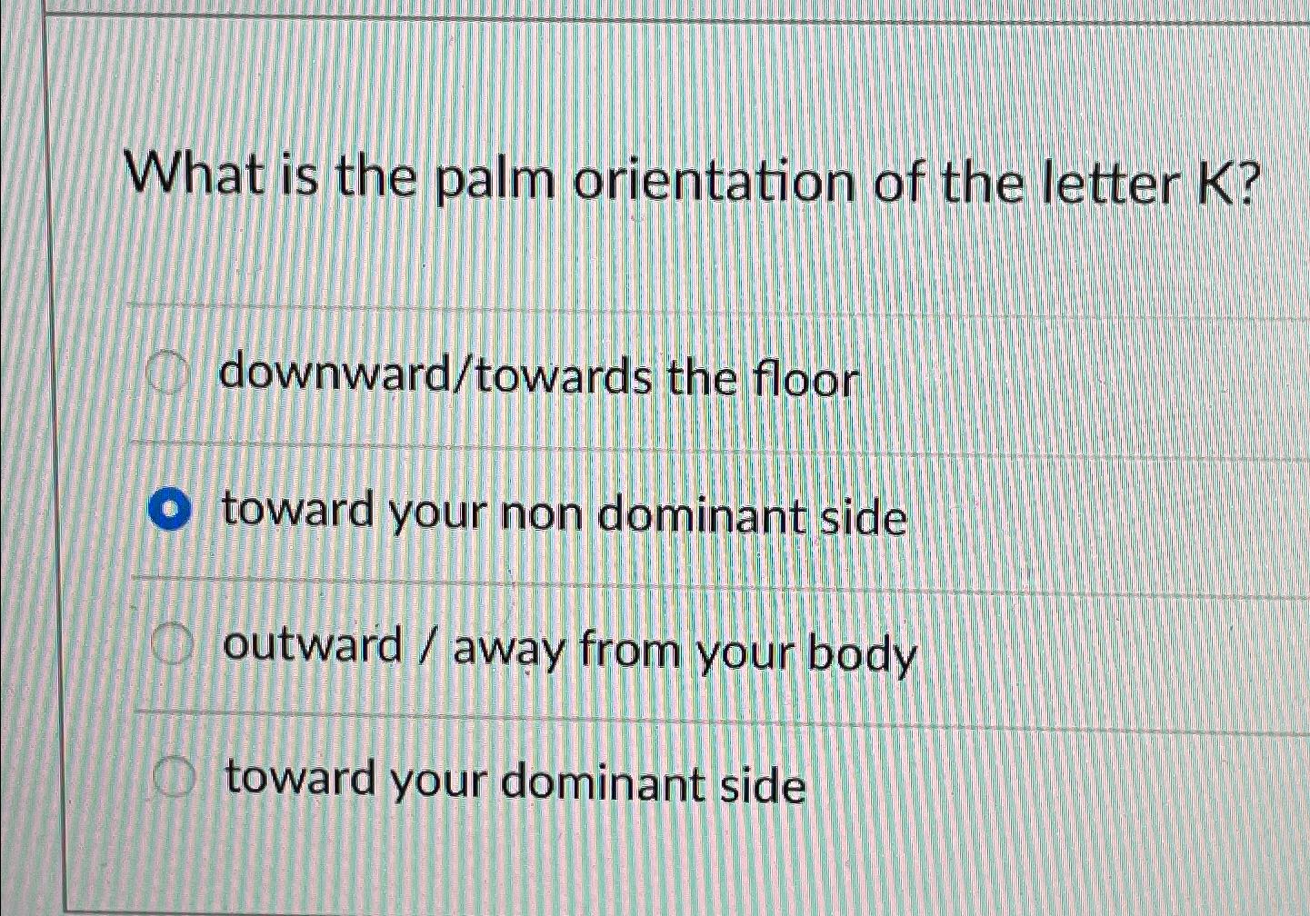 Solved What is the palm orientation of the letter | Chegg.com