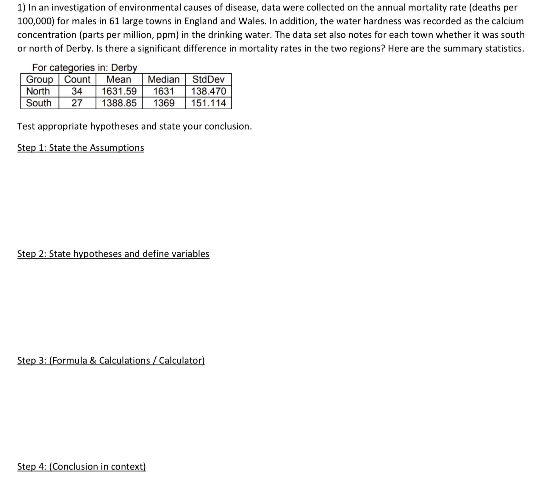Solved In an investigation of environmental causes of | Chegg.com