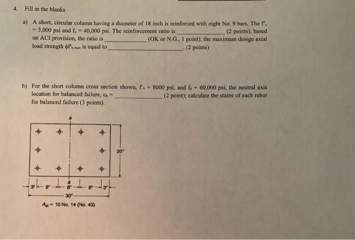Solved 4. Fill in the blanks a) A short, circular column | Chegg.com