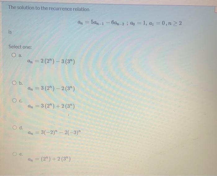 Solved The solution to the recurrence relation | Chegg.com