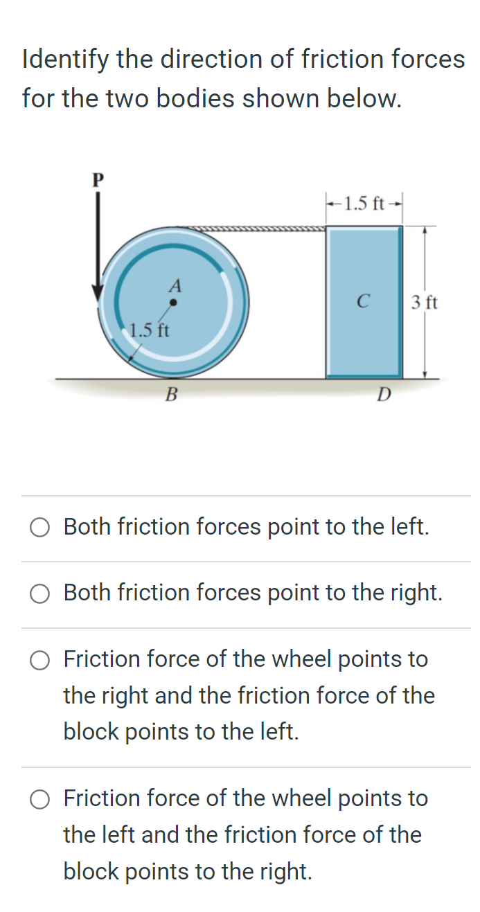 Solved Identify the direction of friction forcesfor the two | Chegg.com