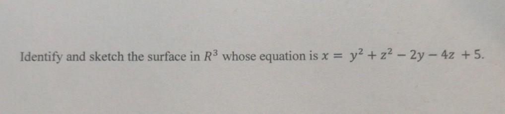 Solved Identify and sketch the surface in R3 whose equation | Chegg.com