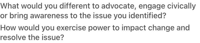 Solved What would you different to advocate, engage | Chegg.com